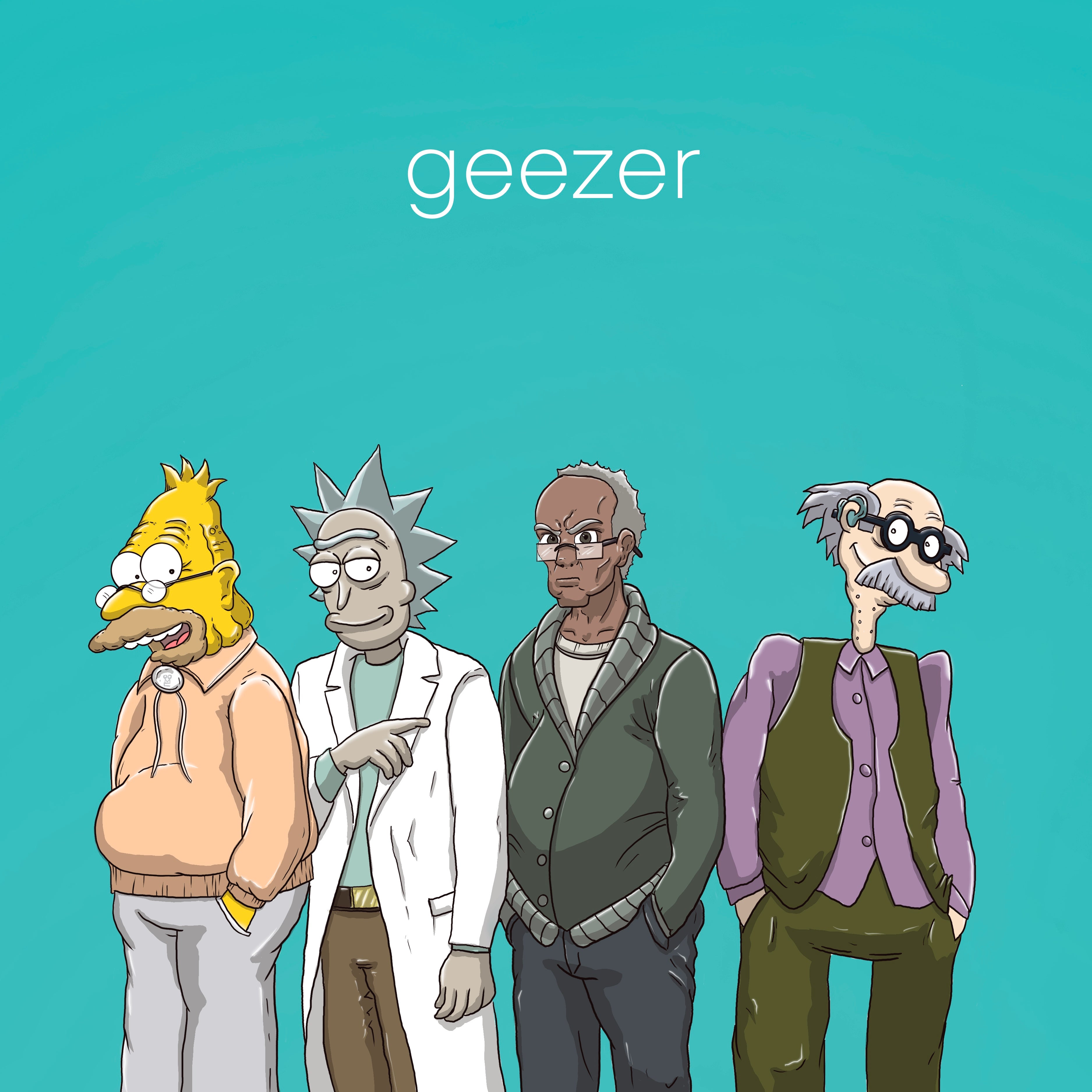 Geezers x Weezer album cover mashup poster – Candabis